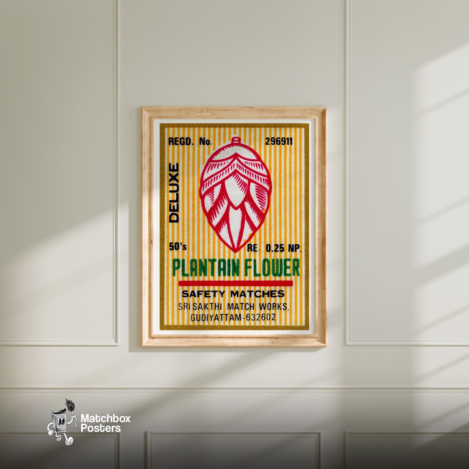 Plantain Flower - Matchbox Print - Aesthetic Wall Art - Vintage Indian ...