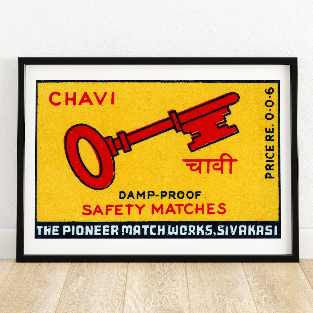 Red Key Matchbox Print Aesthetic Wall Art Vintage Japan Art Matchbox ...