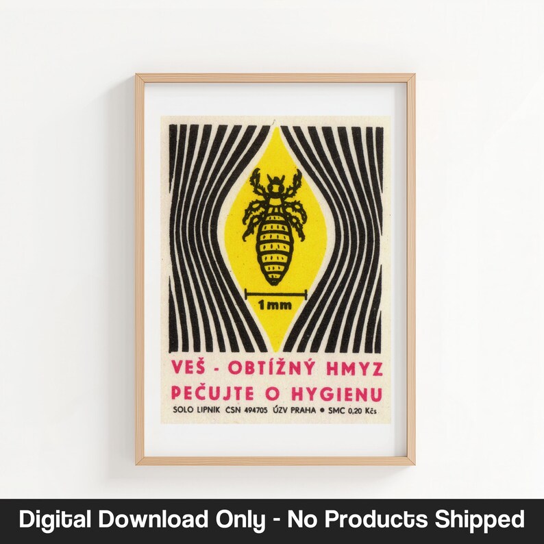 Insect Measurement Scale Print: Retro Matchbox Label Design - Stylized ...