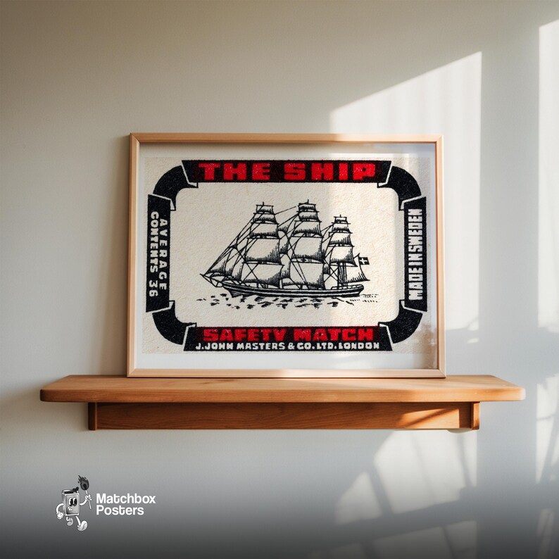 The Sailing Ship - Matchbox Print - Aesthetic Wall Art - Vintage ...