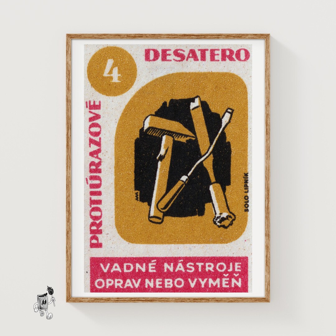 Replace Broken Tools!: Vintage Czech Matchbox Label Wall Art Print - Etsy