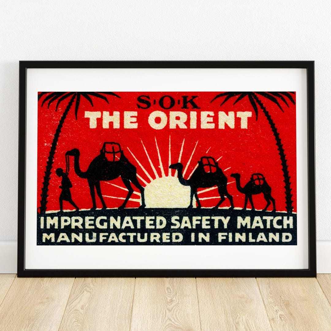 Camel Caravan - Matchbox Print - Aesthetic Wall Art - Vintage India Art ...