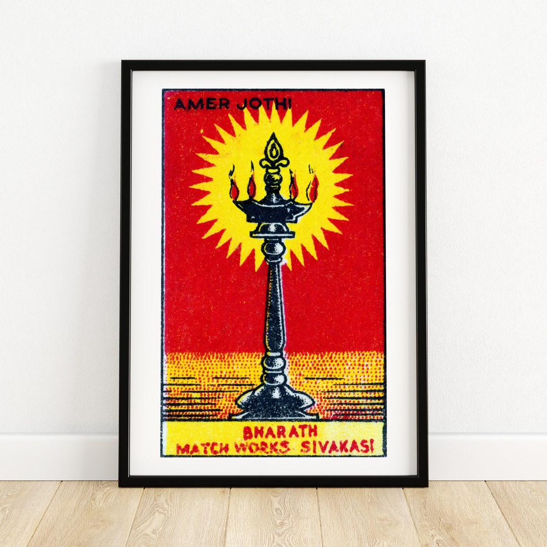 Indian Oil Lamp Matchbox Print Aesthetic Wall Art Vintage India Art ...