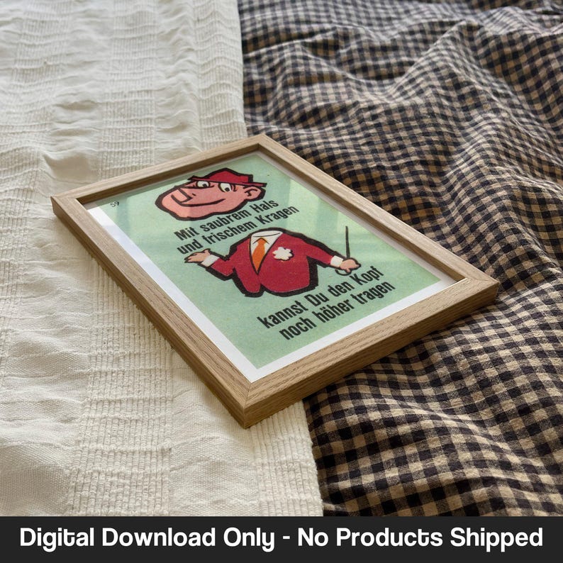 Smiling Face Wearing Retro Cartoon Art Digital Print, Red Hat & Cane ...