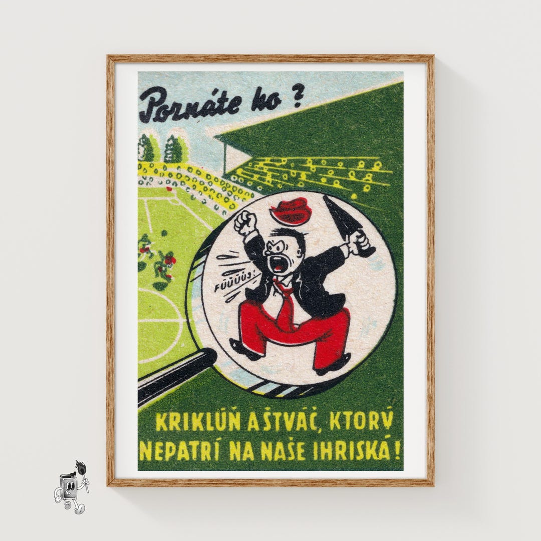 Matchbox Wall Art: Angry Football Fan - Vintage Eastern Europe Print - Etsy