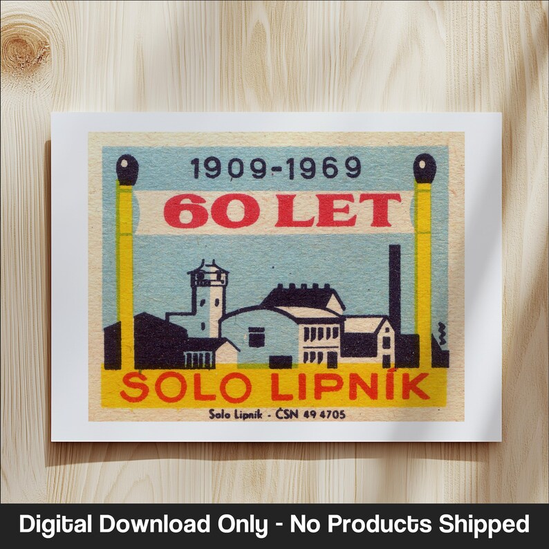Buildings Factory Smokestacks Digital Print - Vintage Matchbox Label ...