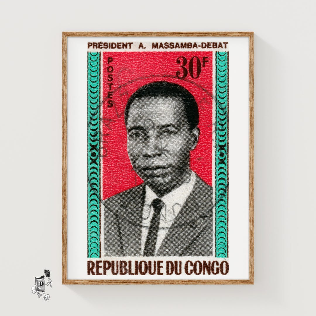 Congolese President - Vintage Congo Art - Postage Stamp Print ...