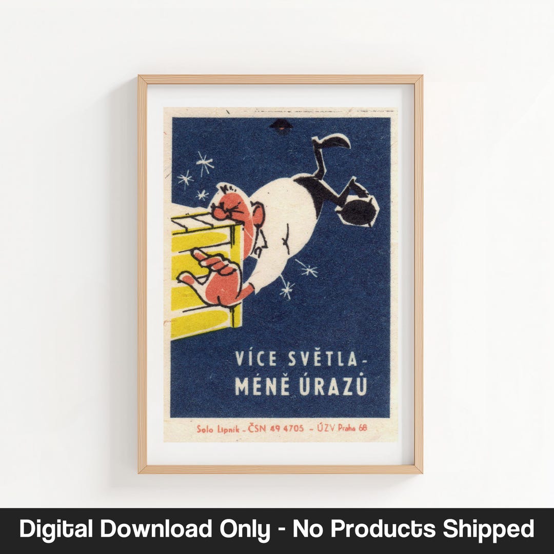 Vintage Matchbox Label Digital Print, Cartoon Man Red Face With Yellow ...