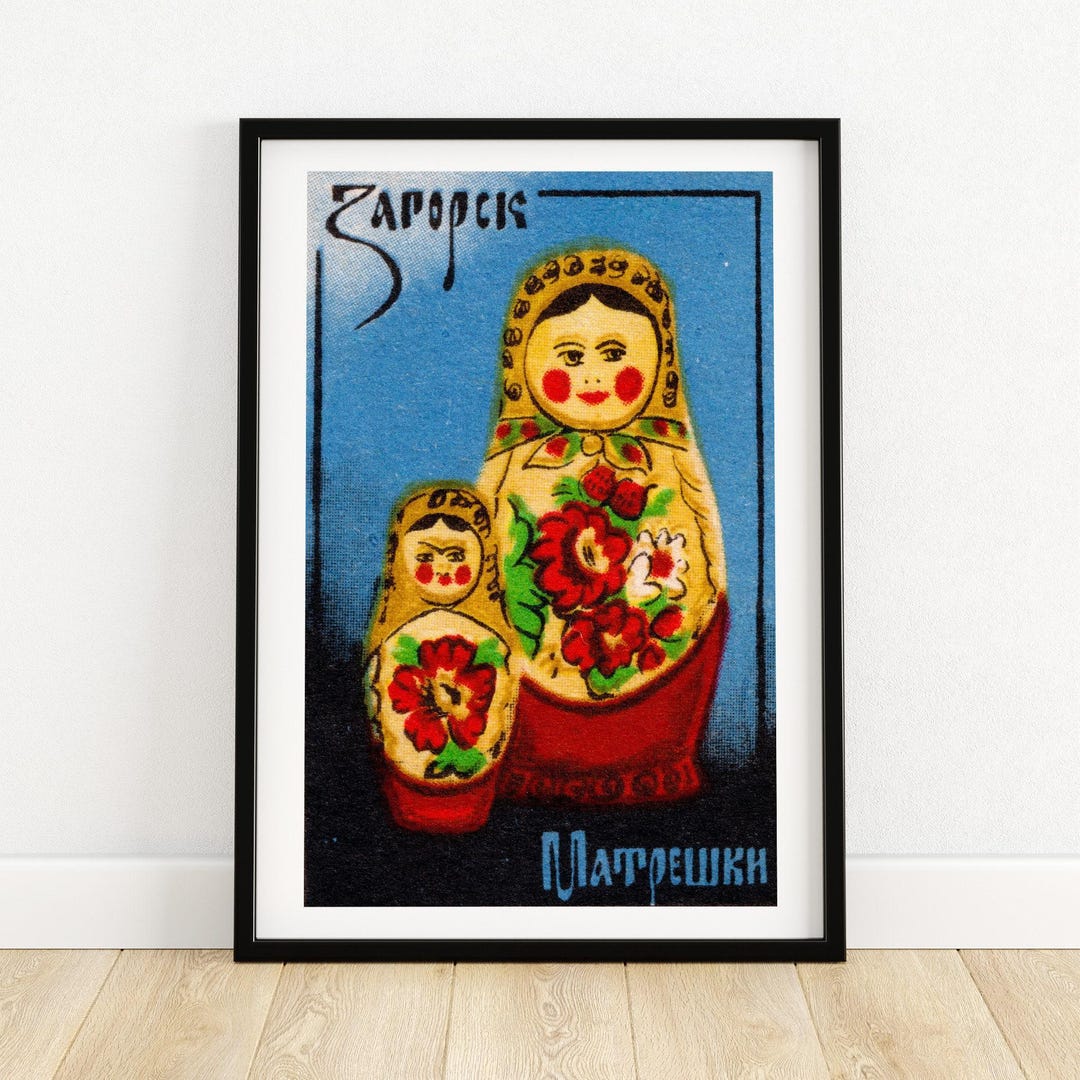 Babushka Doll Matchbox Print Czech Wall Art Vintage Czech Art Matchbox ...