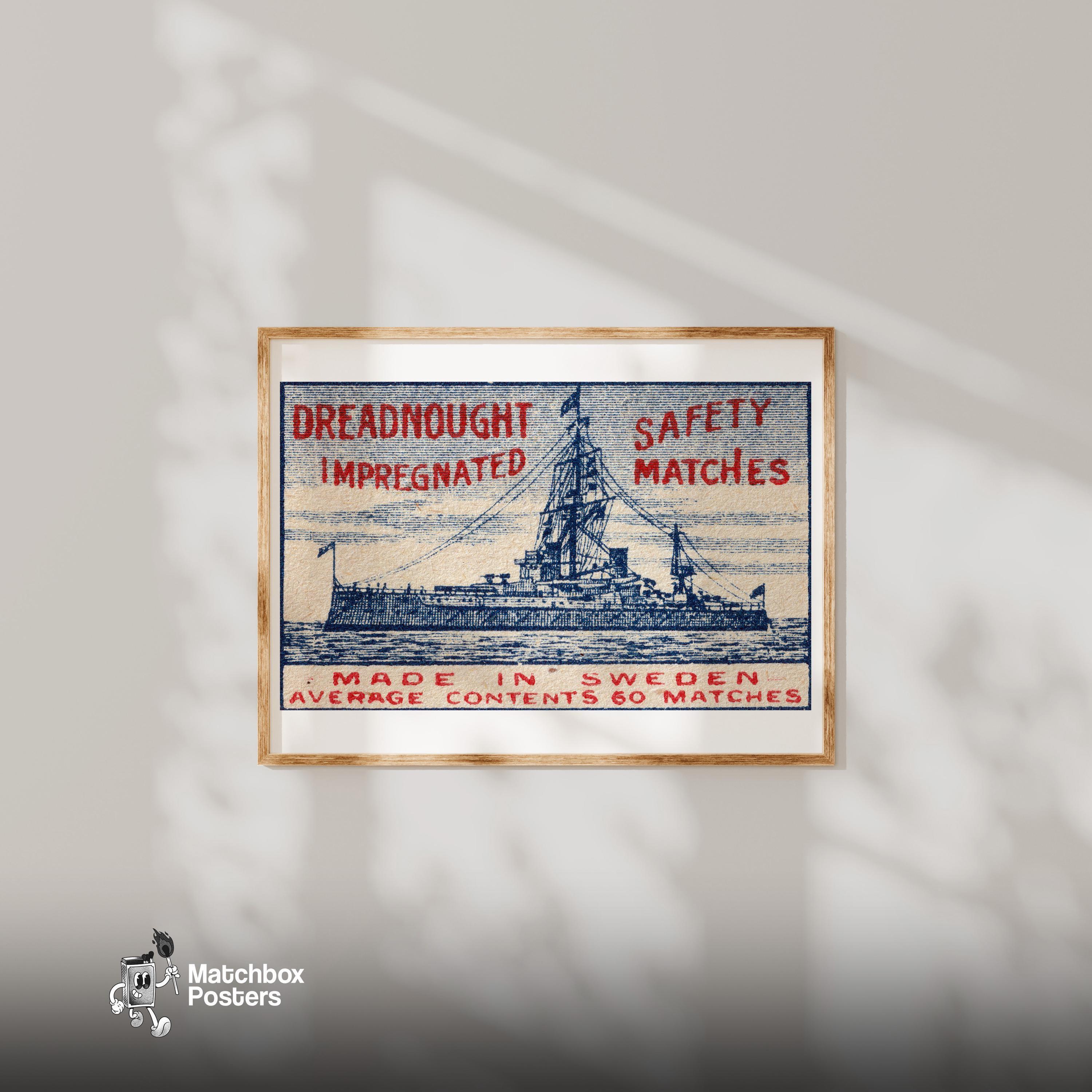 Dreadnought Ship - Matchbox Print - Aesthetic Wall Art - Vintage ...