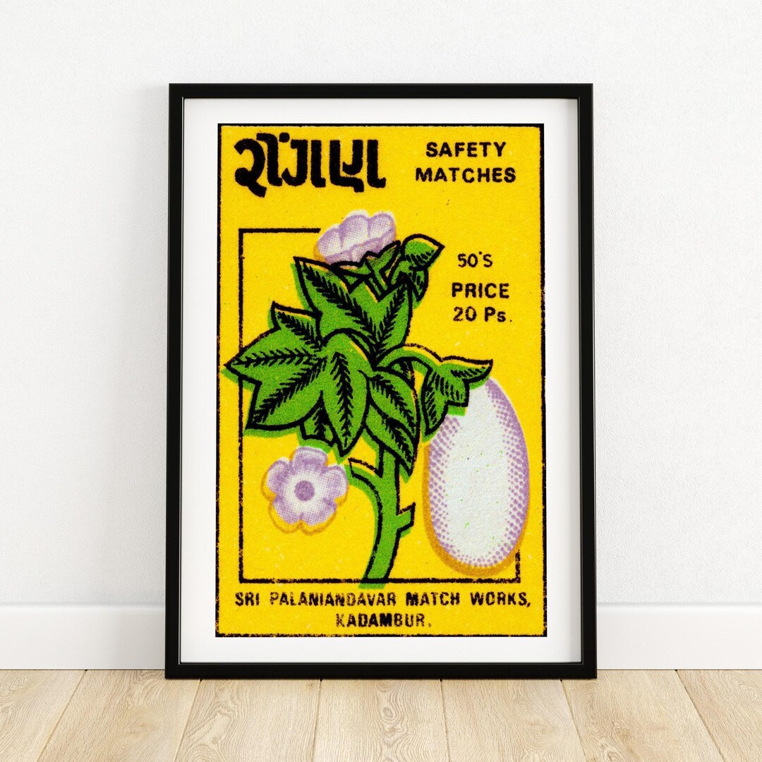 White Flowers - Matchbox Print - Aesthetic Wall Art - Vintage India Art ...
