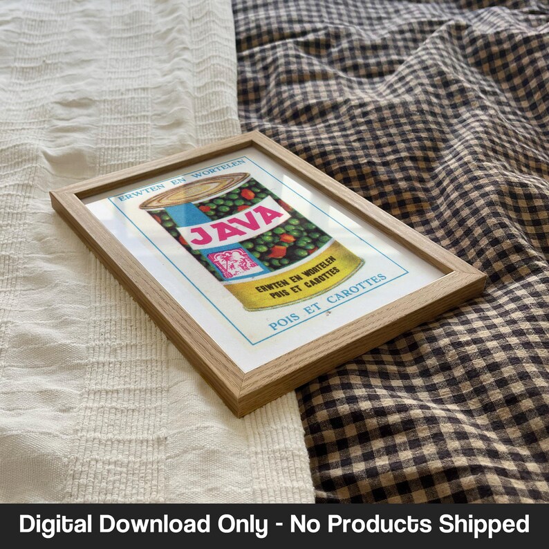 Can Green Peas Vintage Matchbox Label: Java Brand Pink Lettering, Green ...