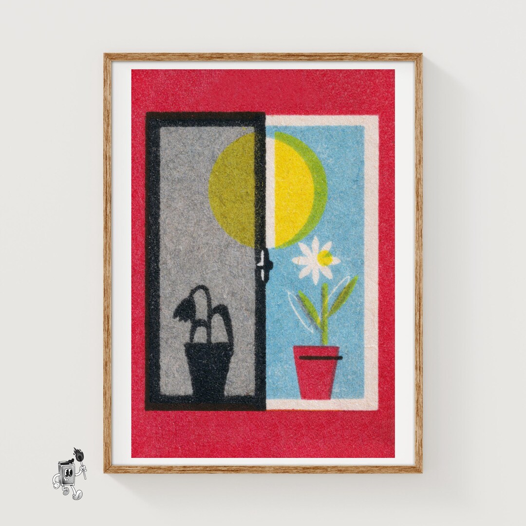 Two Flowers Matchbox Print: Vintage Eastern Europe Wall Art - Etsy