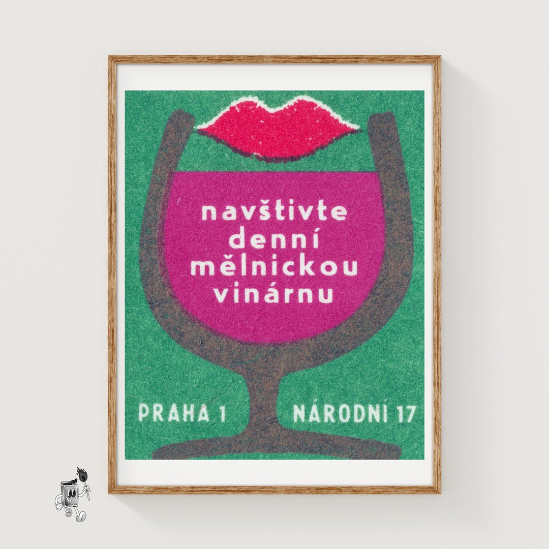 Visit the Wine Bar - Matchbox Print - Aesthetic Wall Art - Vintage Art ...