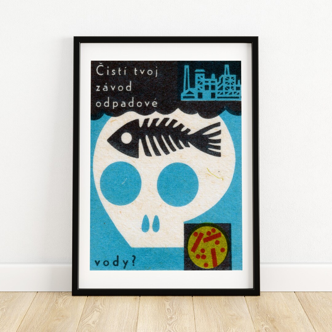 Prevent Factory Waste Matchbox Print Czech Wall Art Vintage Czech Art ...