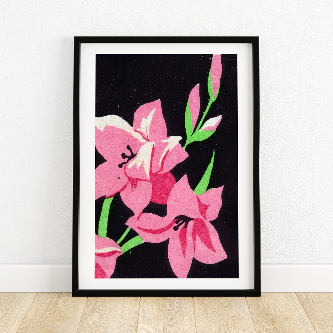 Pink Flower Matchbox Print Aesthetic Wall Art Vintage Eastern Europe ...