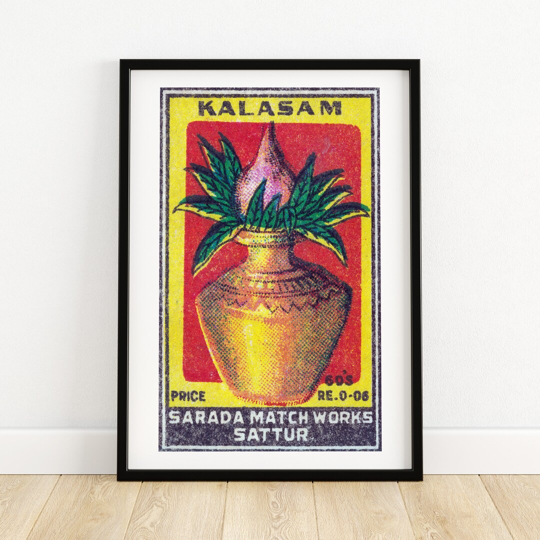 Plant in Ornate Pot Matchbox Print India Wall Art - Etsy.de
