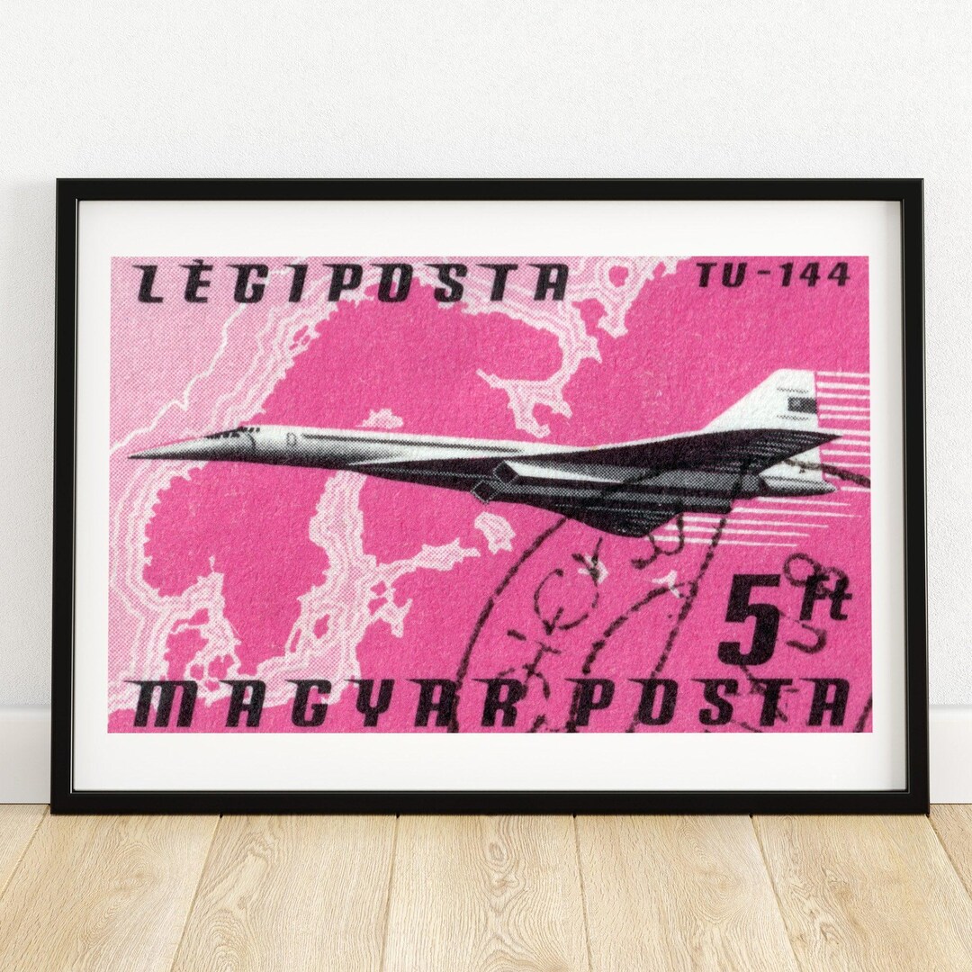 Pink Concorde - Hungary - Postage Stamp Print - Aesthetic Wall Art ...