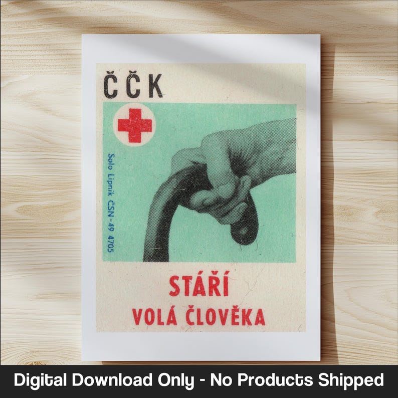 ČČK Cane Red Cross Label - Vintage Matchbox Art Digital Download - A4 ...