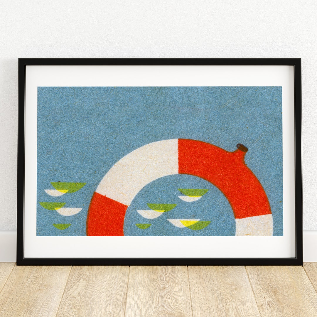 Lifesaving Ring Matchbox Print Aesthetic Wall Art Vintage Bathroom Art ...