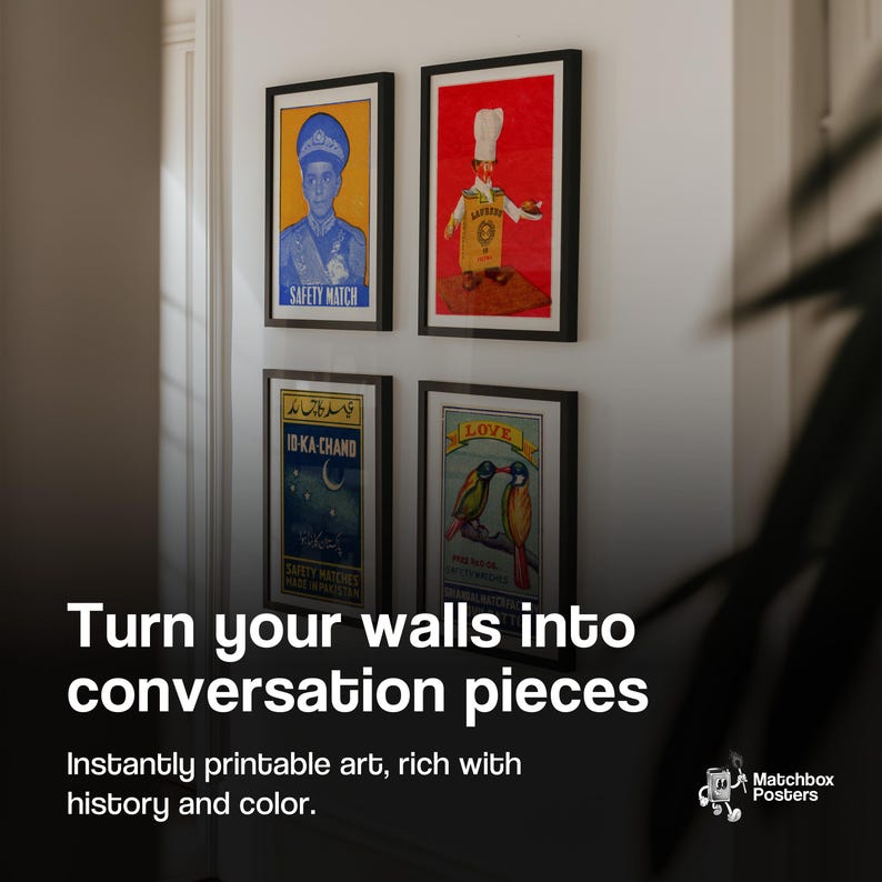 Person in Uniform Safety Match - Vintage Matchbox Label Art - Blue ...