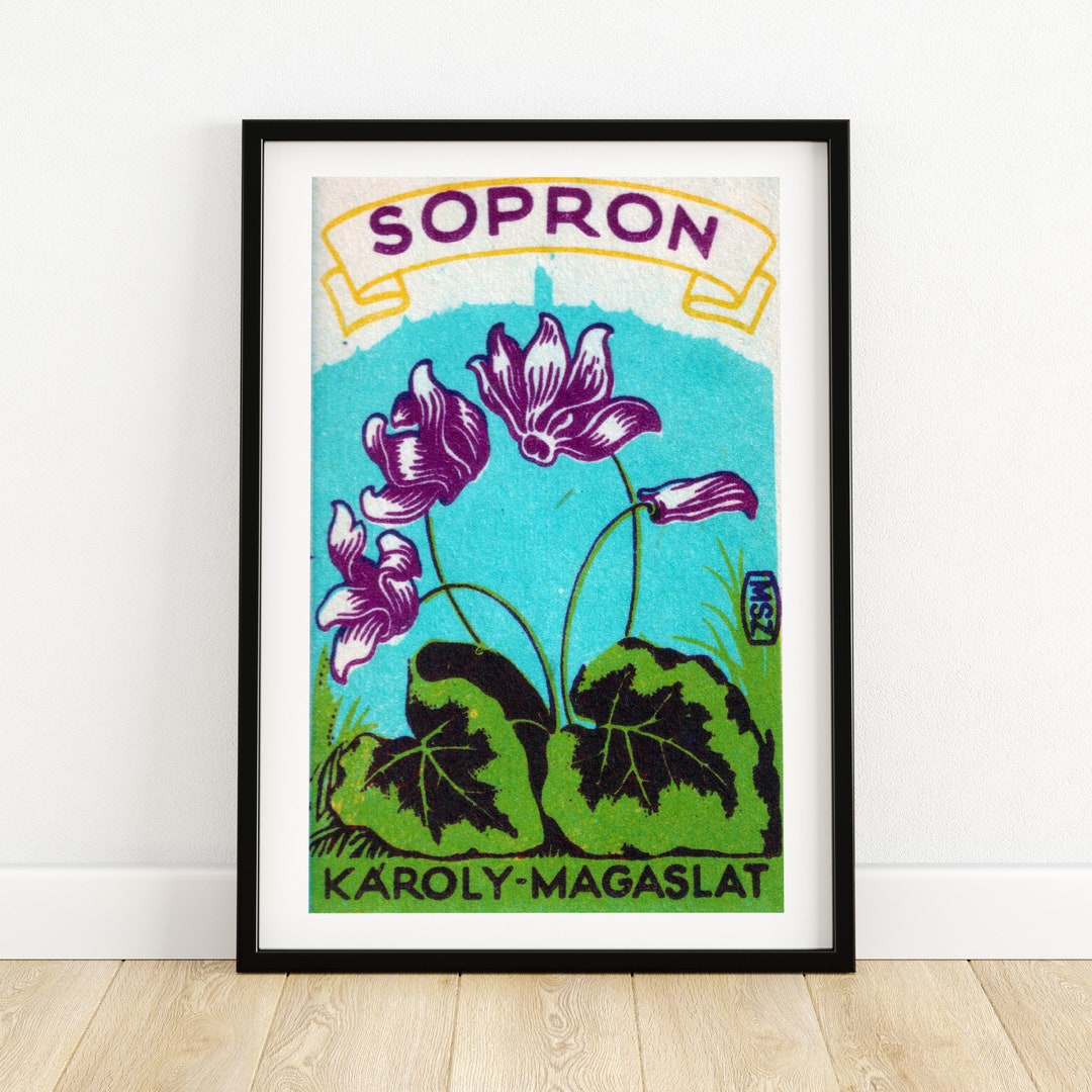 Purple Flowers Matchbox Print Aesthetic Wall Art Vintage Eastern Europe ...
