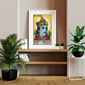 Vishnu Indian God - Matchbox Print - India Wall Art - Vintage India Art ...