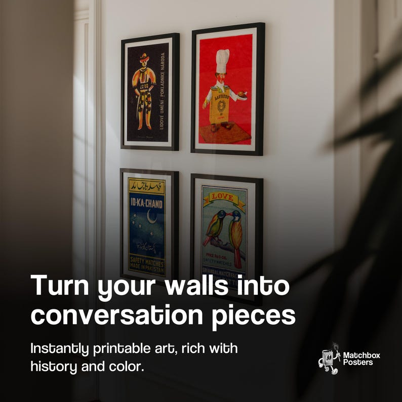 Old Matchbox Label Art - Czech Folk Art Print Traditional Figure ...