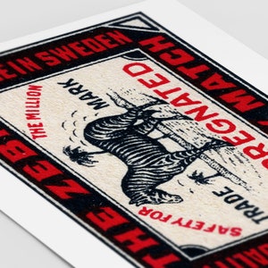 The Zebra Matchbox Print Aesthetic Wall Art Vintage Swedish Art ...