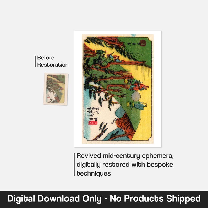 Yellow Path Trees Digital Download: Vintage Mountain Landscape, Retro ...