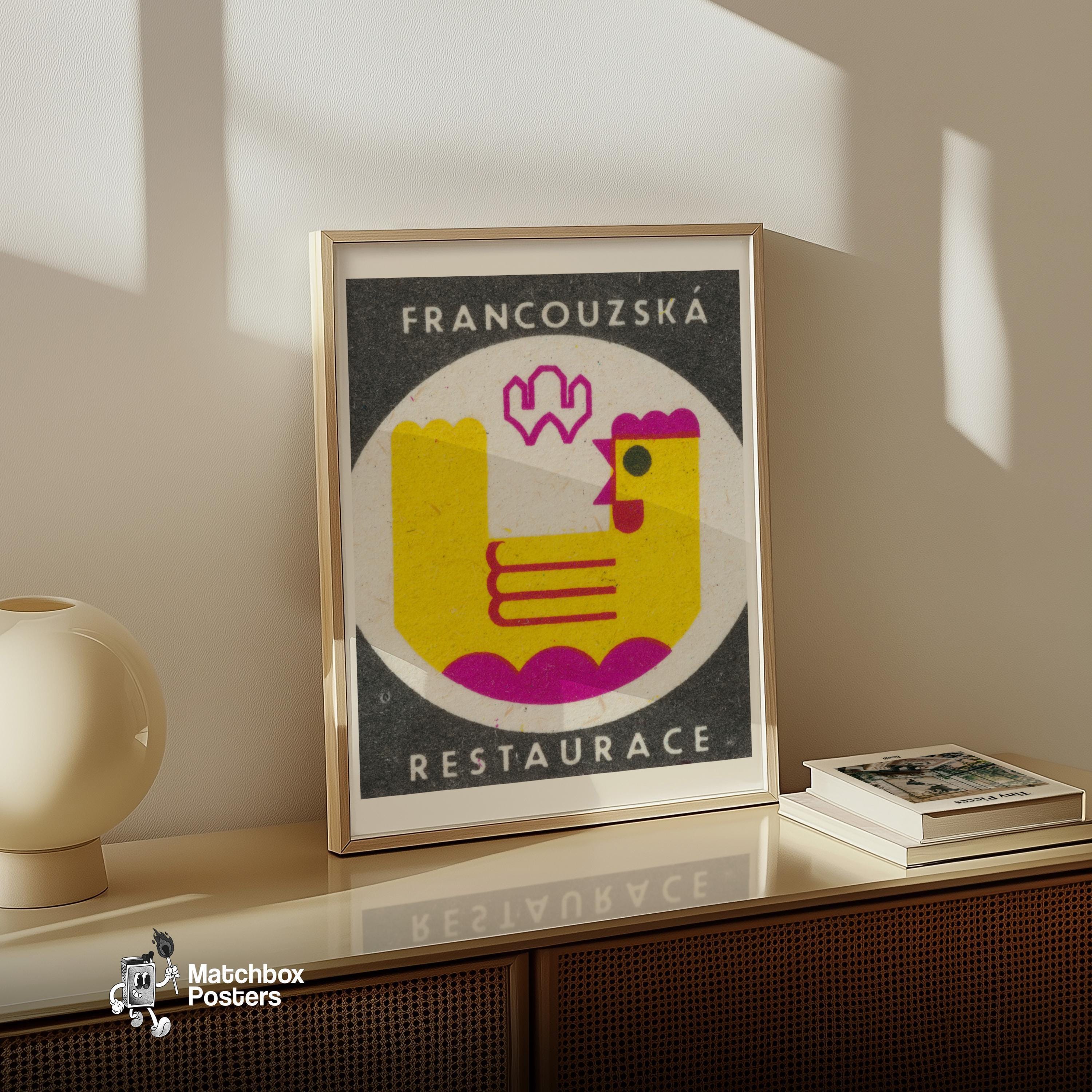 French Restaurant - Matchbox Print - Aesthetic Wall Art - Vintage Art ...