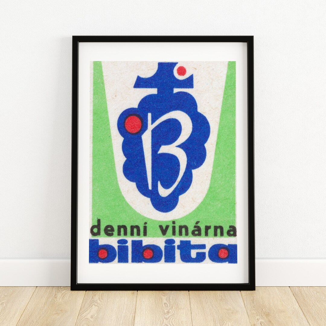 Blue Grape Wine Bar Matchbox Print Aesthetic Wall Art Vintage Art ...