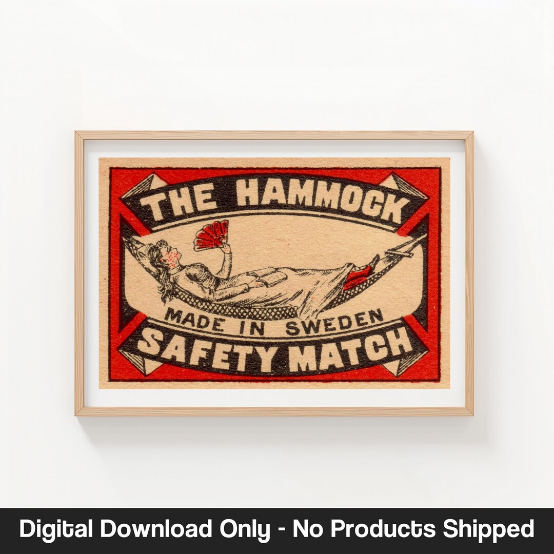 Woman Hammock Fan Label: Faded Printing Style - Handmade Look Poster ...