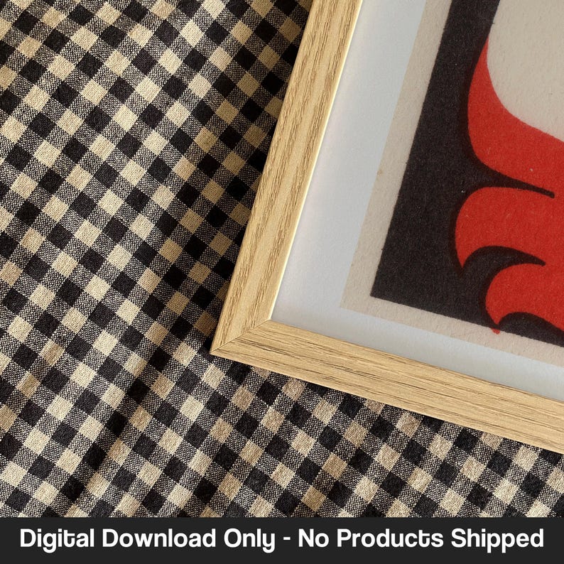 Rooster Face Red Digital Wall Decor: Vintage Matchbox Label Art, Bold ...