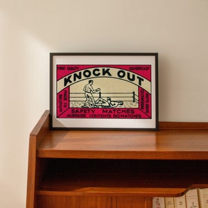 Knock Out Boxing Matchbox Print Aesthetic Wall Art Vintage Swedish Art ...