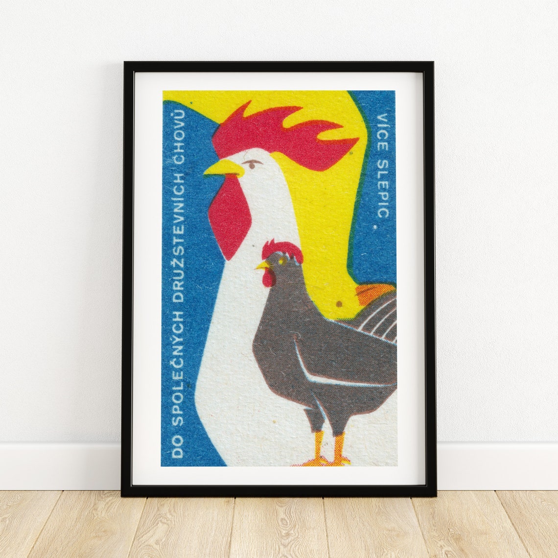 Chicken and Rooster Matchbox Print Czech Wall Art - Etsy