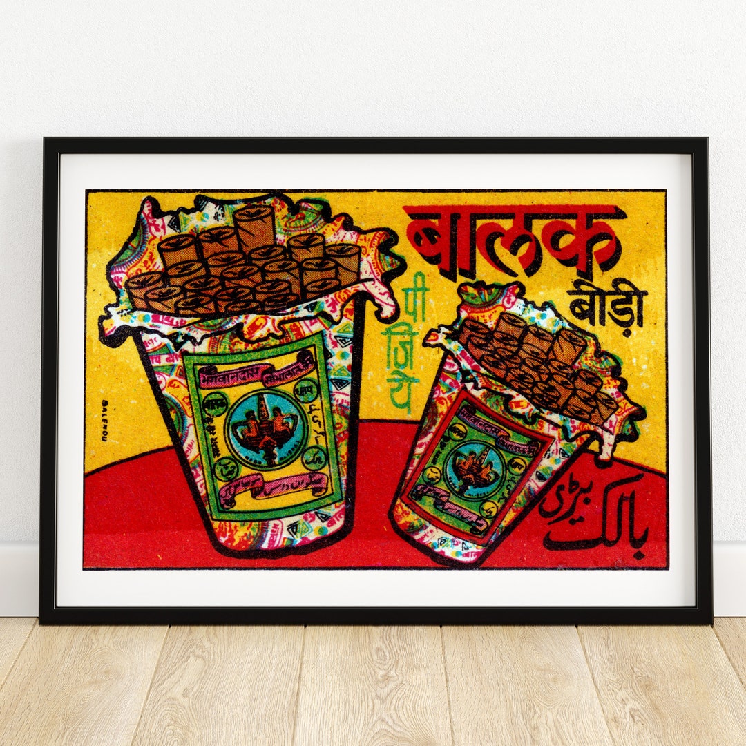 Indian Beedi Pack Matchbox Print Aesthetic Wall Art Vintage India Art ...