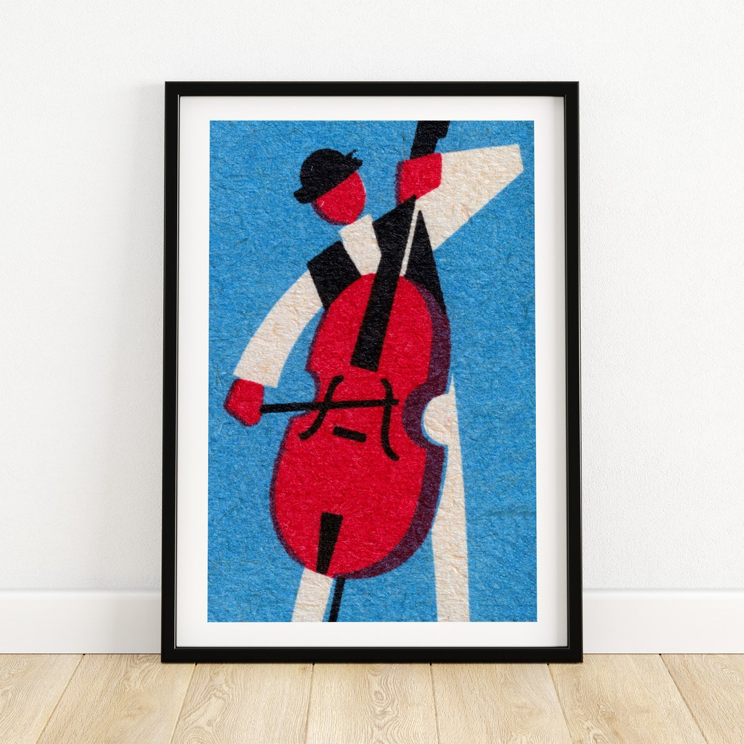 Chello Player Matchbox Print Aesthetic Wall Art Vintage Eastern Europe ...
