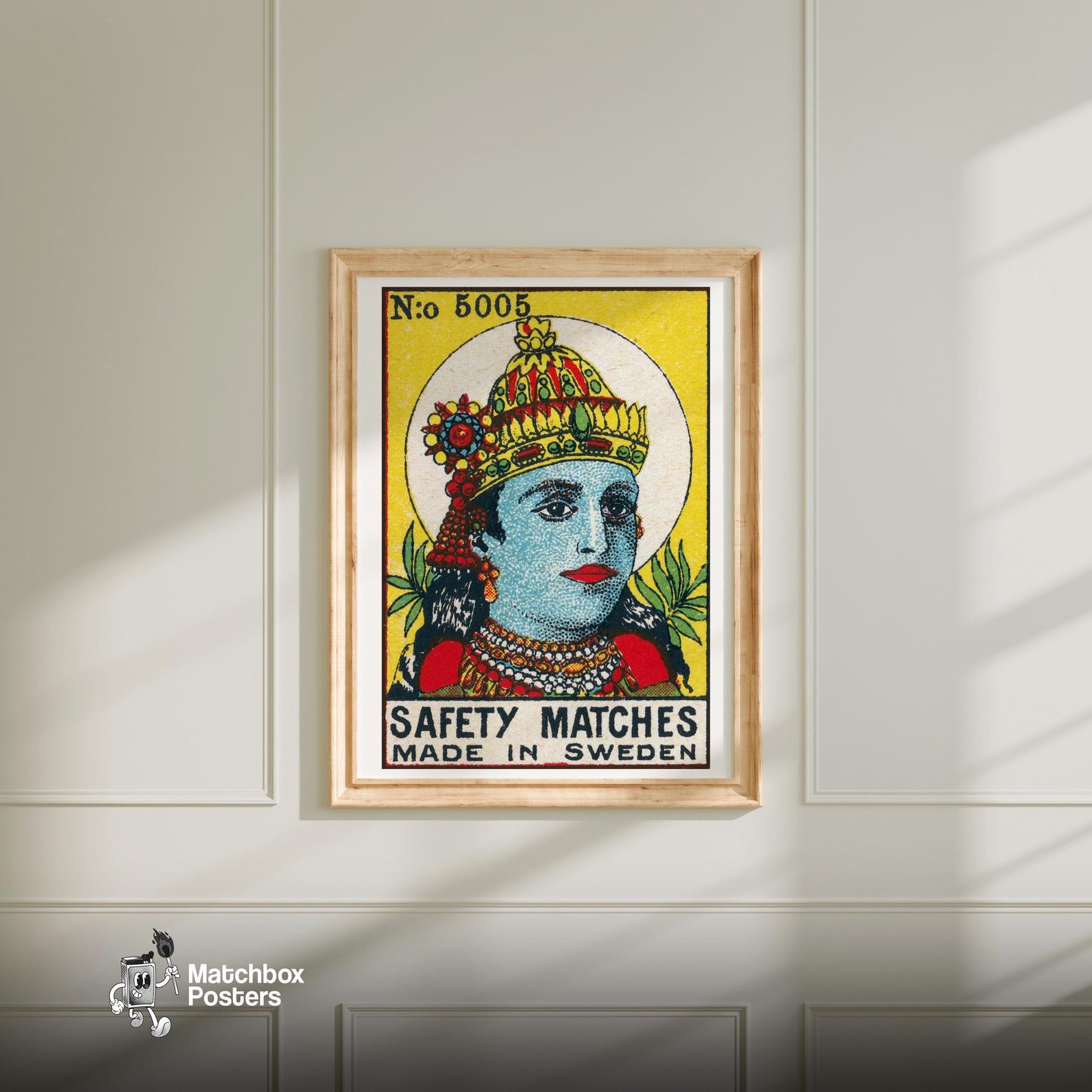 Vishnu Indian God - Matchbox Print - India Wall Art - Vintage India Art ...
