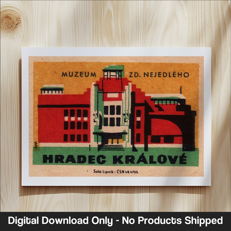 Museum Building Red Green Orange Print: Retro Graphic Style, Matchbox ...