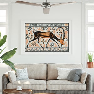Greek Antelope Matchbox Print Aesthetic Wall Art Vintage Eastern Europe ...