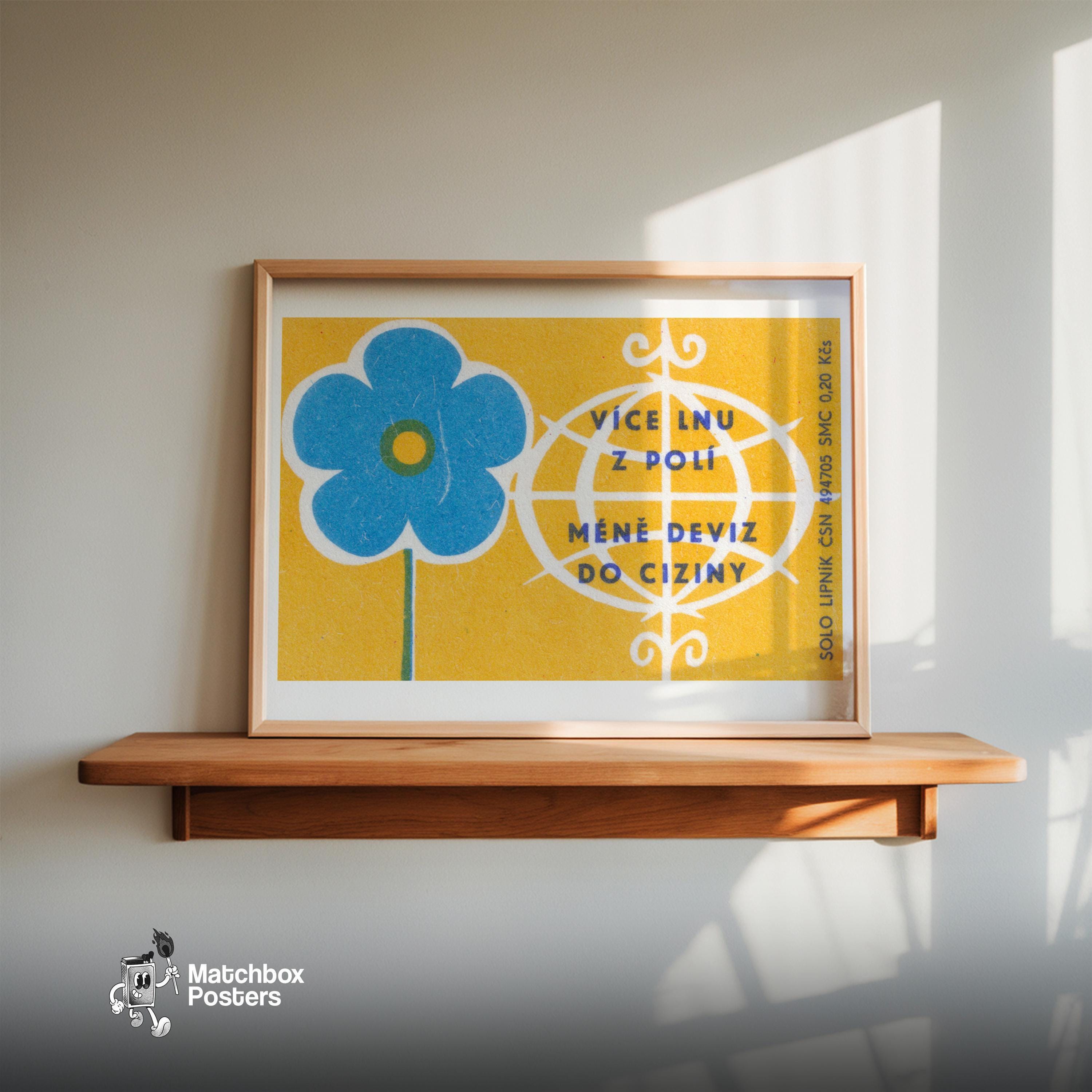 Blue Flower - Matchbox Print - Aesthetic Wall Art - Vintage Art ...