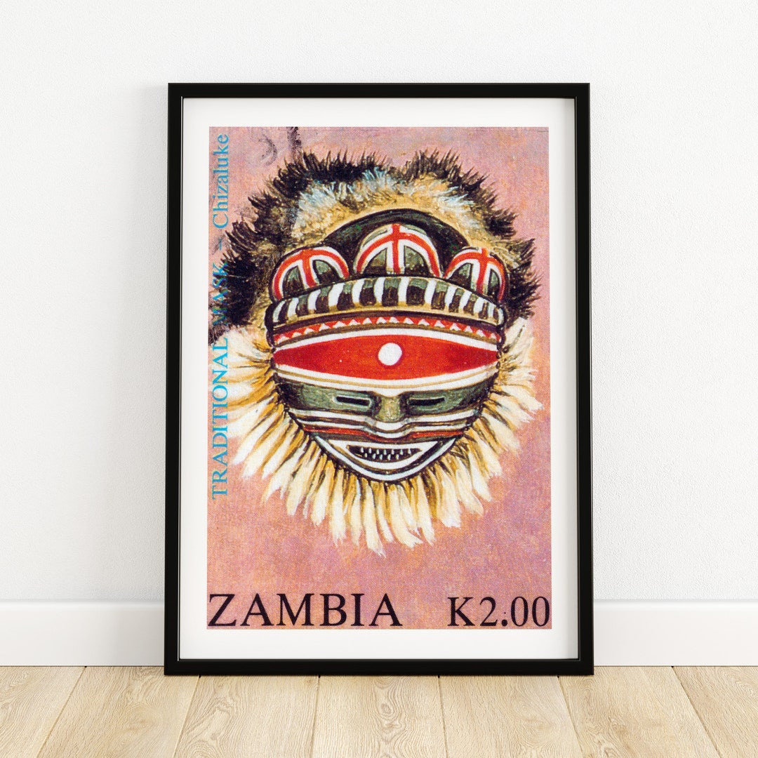 Traditional Zambian Mask Postage Stamp Print Aesthetic - Etsy