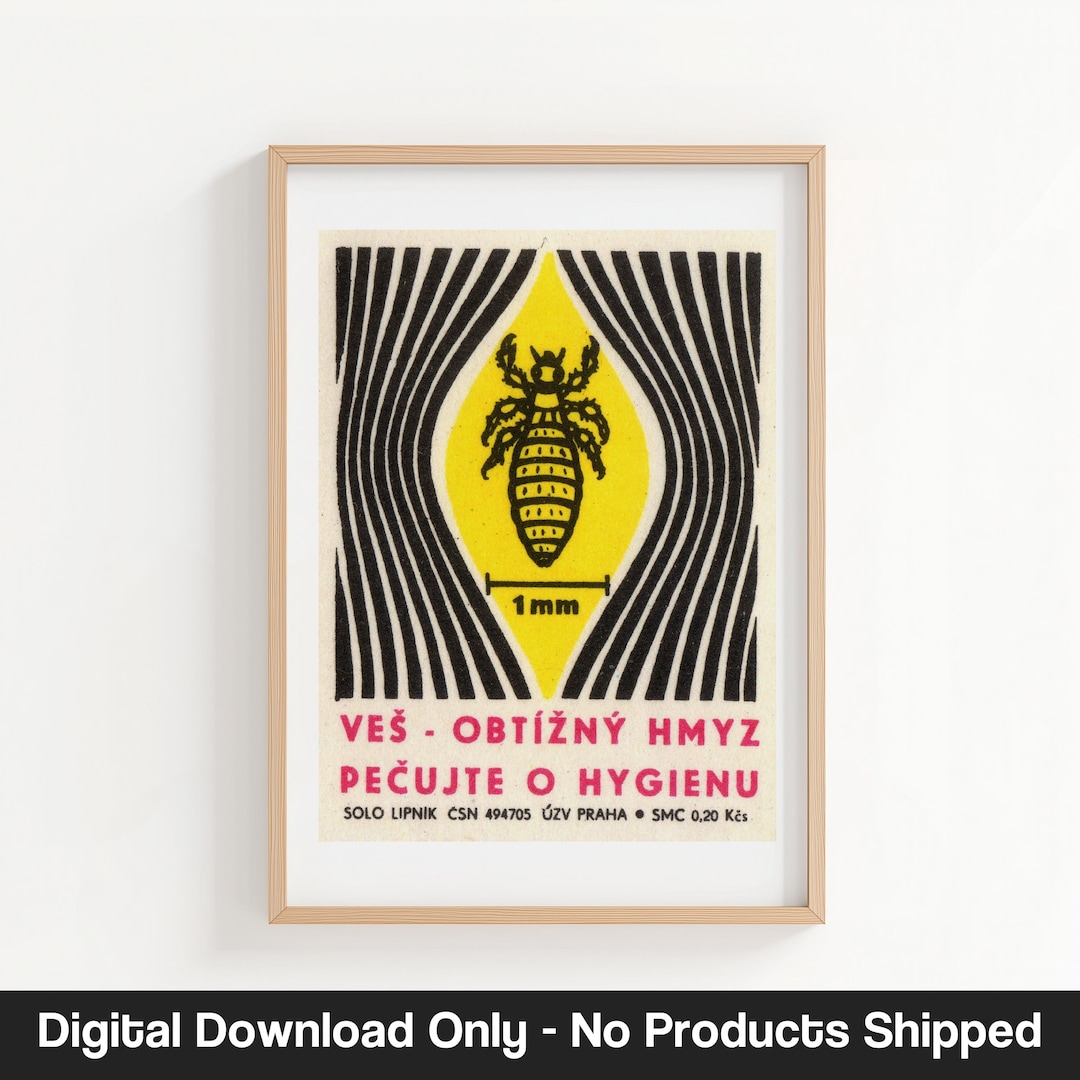 Insect Measurement Scale Print: Retro Matchbox Label Design - Stylized ...
