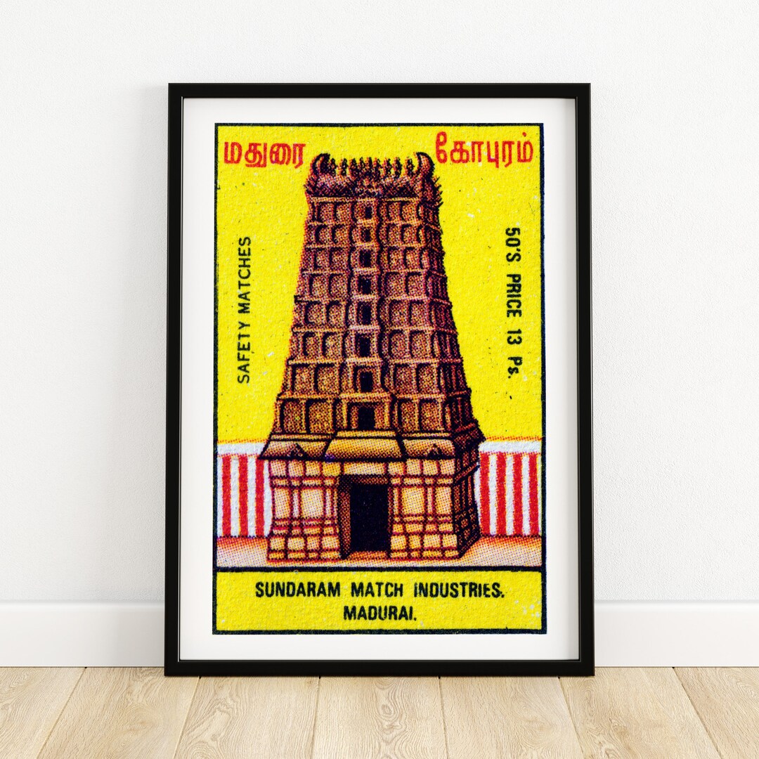 Indian Temple Matchbox Print Aesthetic Wall Art Vintage India Art ...