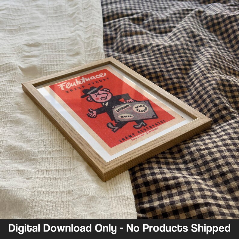 Cartoon Character Suitcase Label: Vintage Matchbox Design - Digital ...