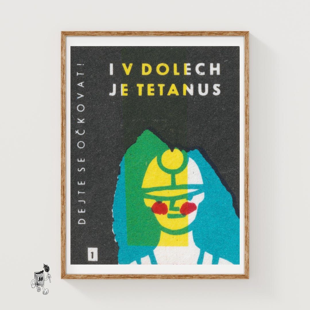 Beware Tetanus - Matchbox Print - Aesthetic Wall Art - Vintage Art ...