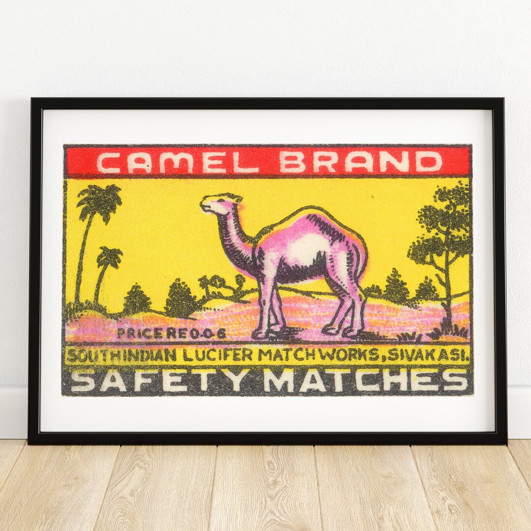 Desert Camel Matchbox Print A4 Size India Wall Art Vintage India Art ...
