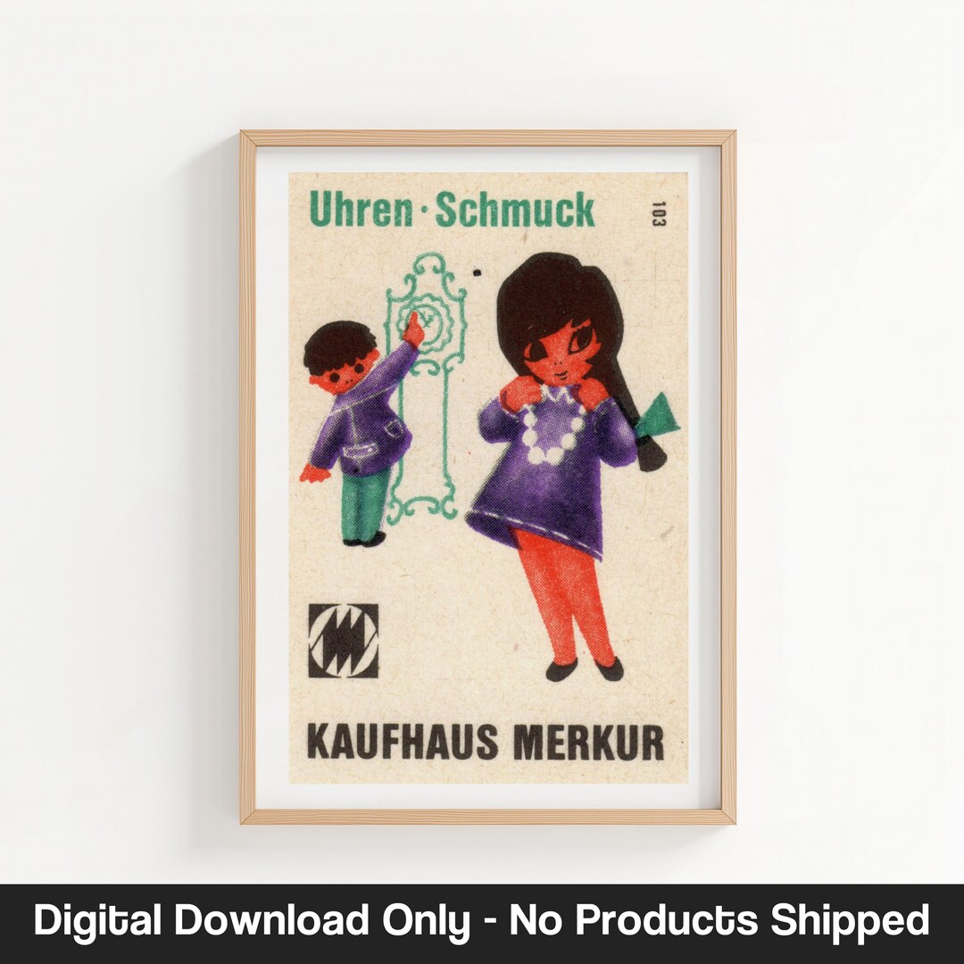 Matchbox Label Art Vintage Cartoon Print: Nostalgic Retro Illustration ...