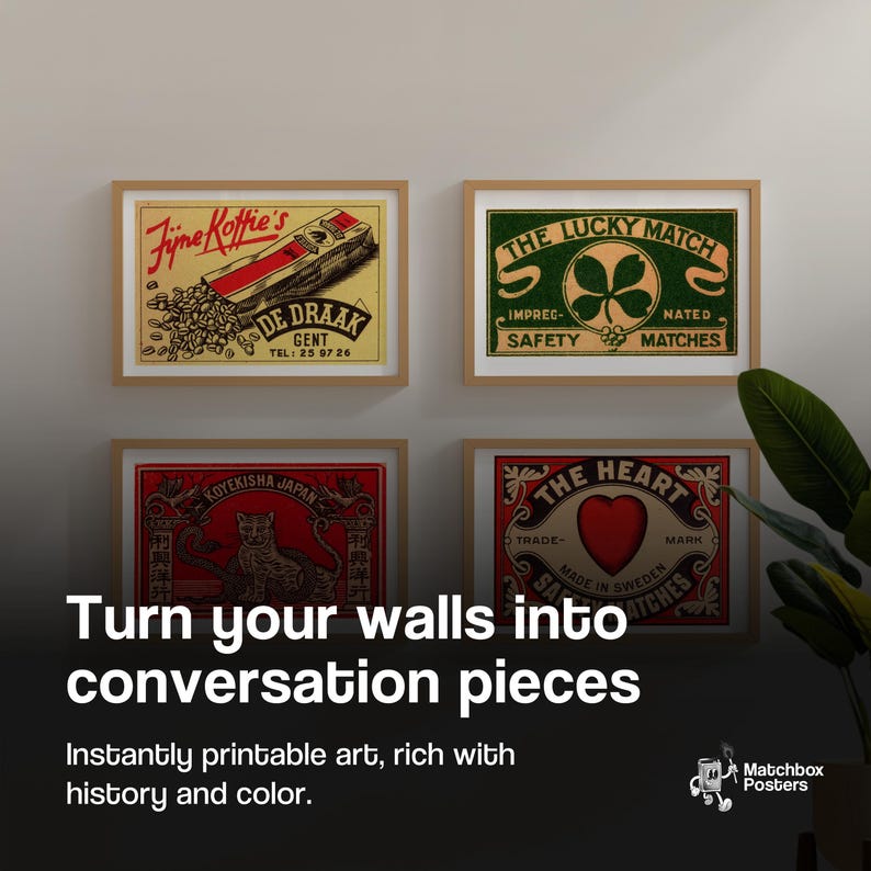 Coffee Packet Gent Matchbox Label: Vintage Red Black Yellow Artwork ...